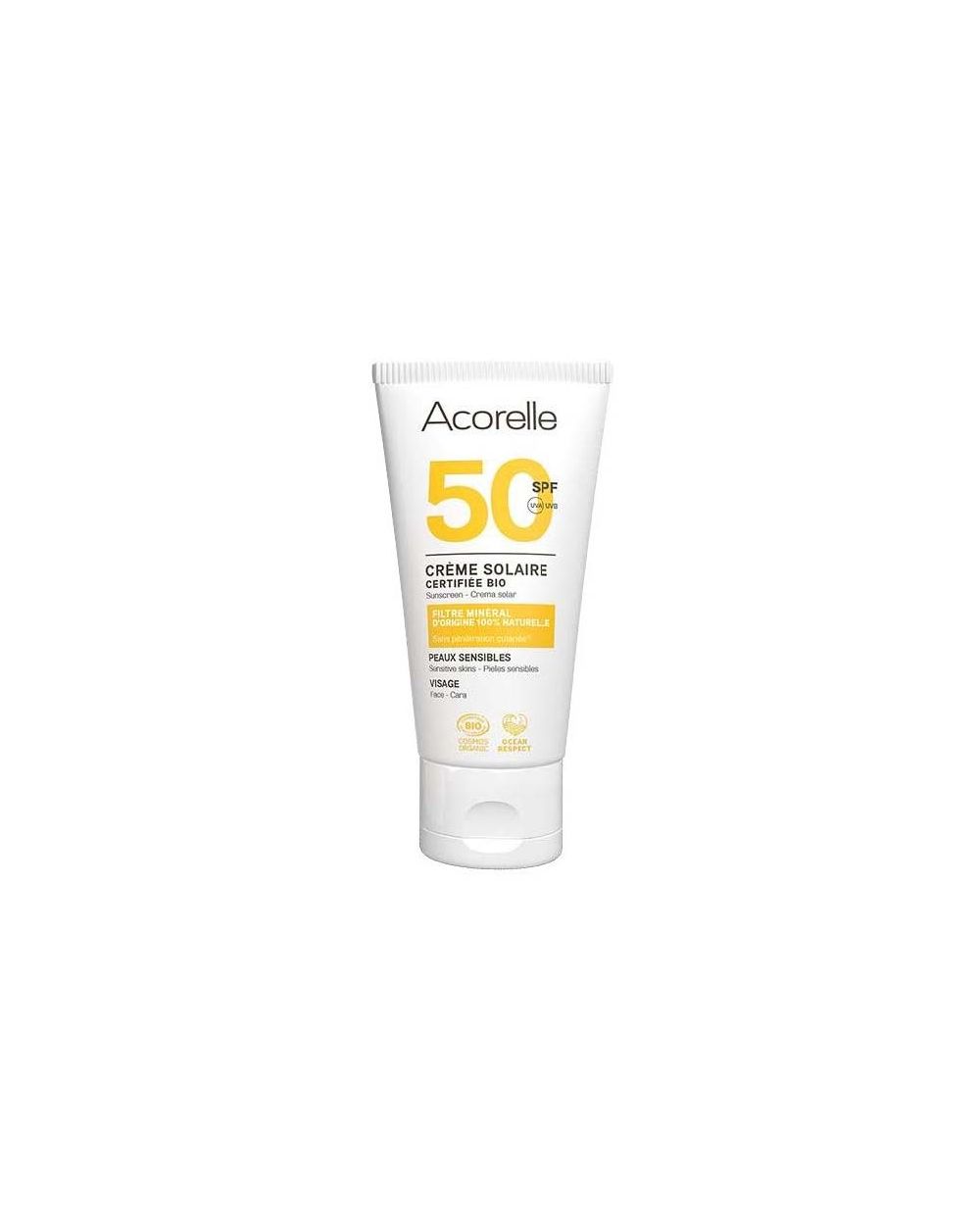 Organic Sunscreen ACORELLE Face SPF 50 | Buy Online